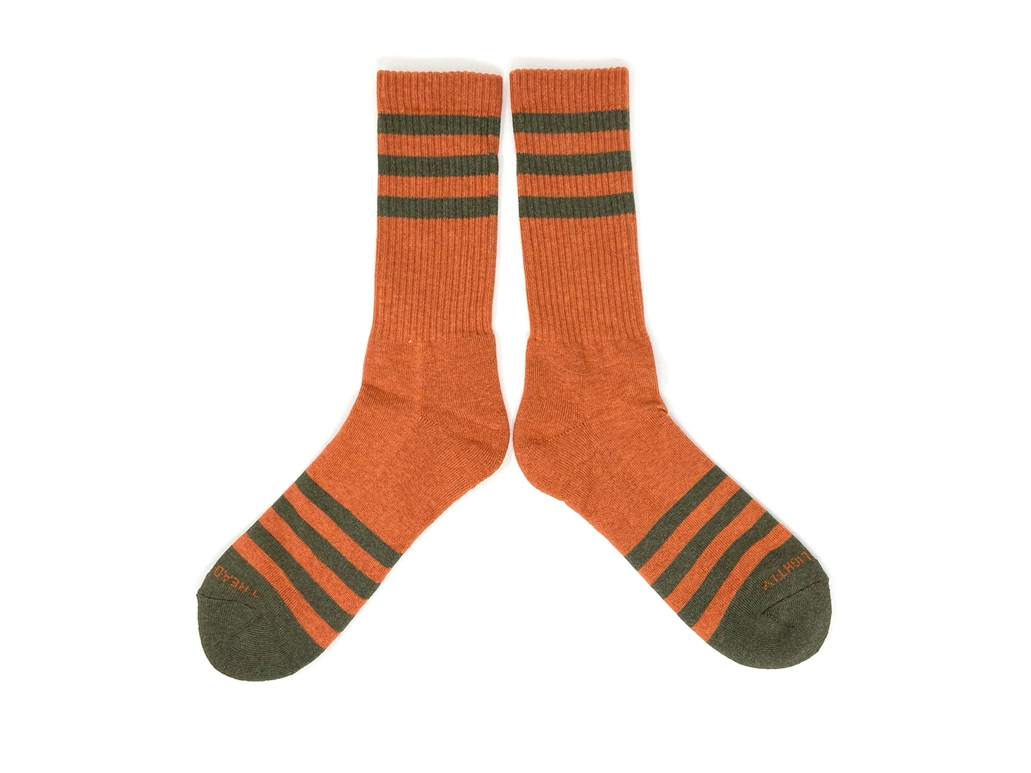 Heather Stripe Cotton Socks Orange/Olive Tread Lightly Socks - The ...