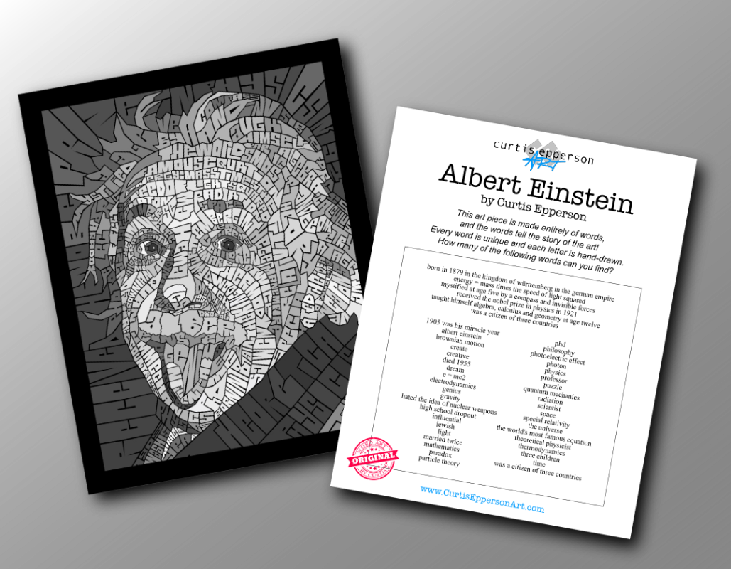 Albert Einstein- Word Mosaic Art Print -8X10 - The Simple Man