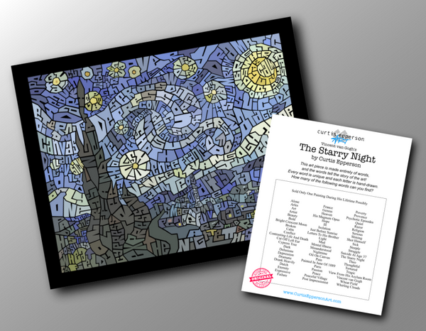 The Starry Night - Word Mosaic Art Print-8X10 - The Simple Man