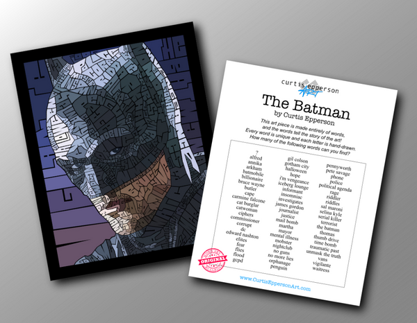 Batman- Word Mosaic Art Print -8X10 - The Simple Man