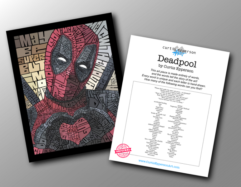Deadpool- Word Mosaic Art Print -8X10 - The Simple Man